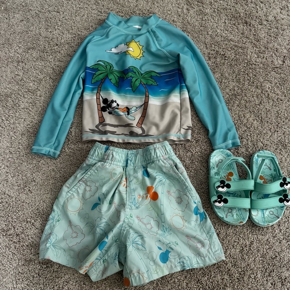 Disney | Swim | Disney Mickey Mouse Kids Swim Set Teal | Poshmark
